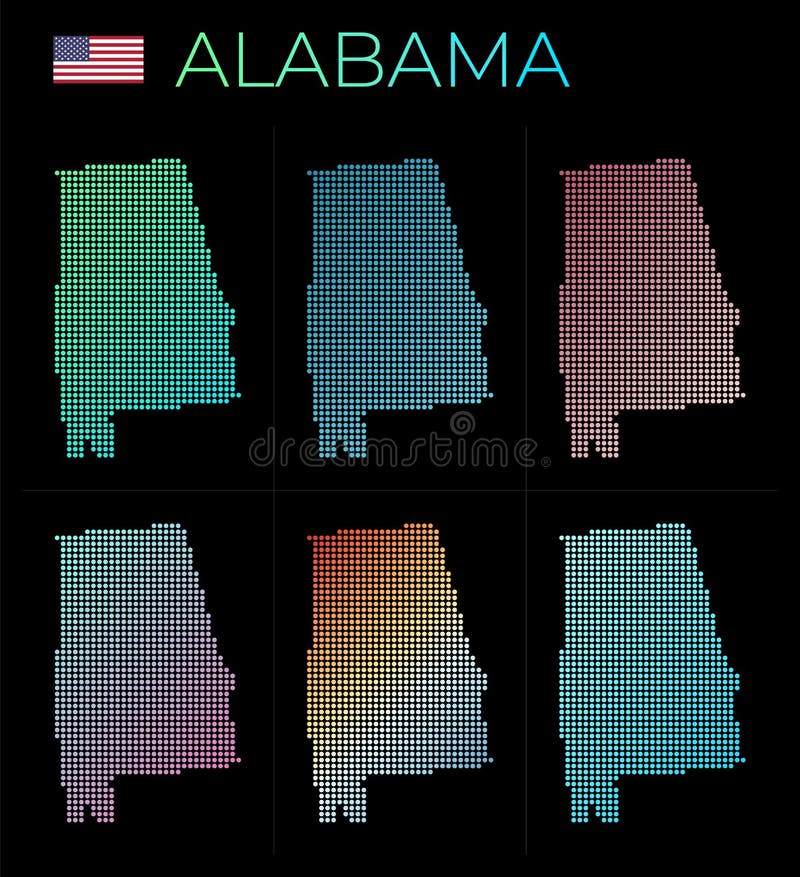 Alabama dotted map set. stock vector. Illustration of globe - 240885363