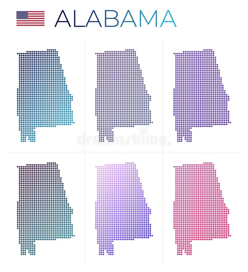Alabama dotted map set. stock vector. Illustration of business - 264276847
