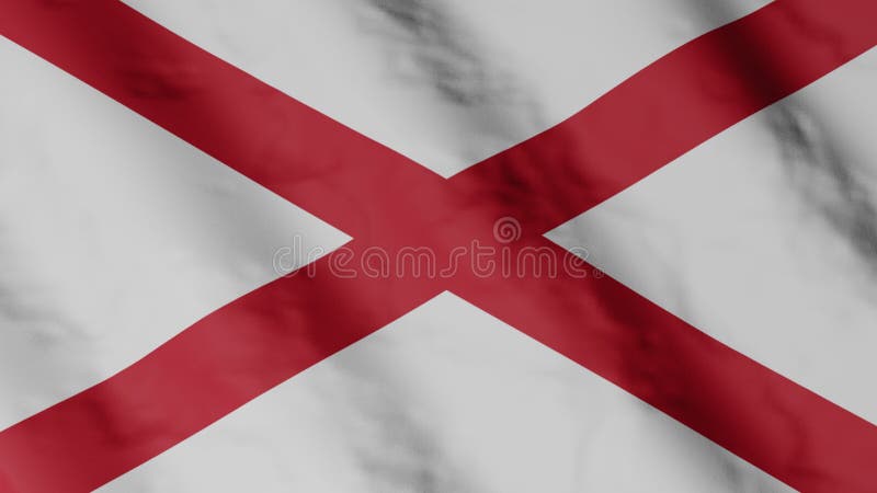 Alabama Flag. AL Flag Fluttering in the Wind. USA. 3D Render. Stock ...