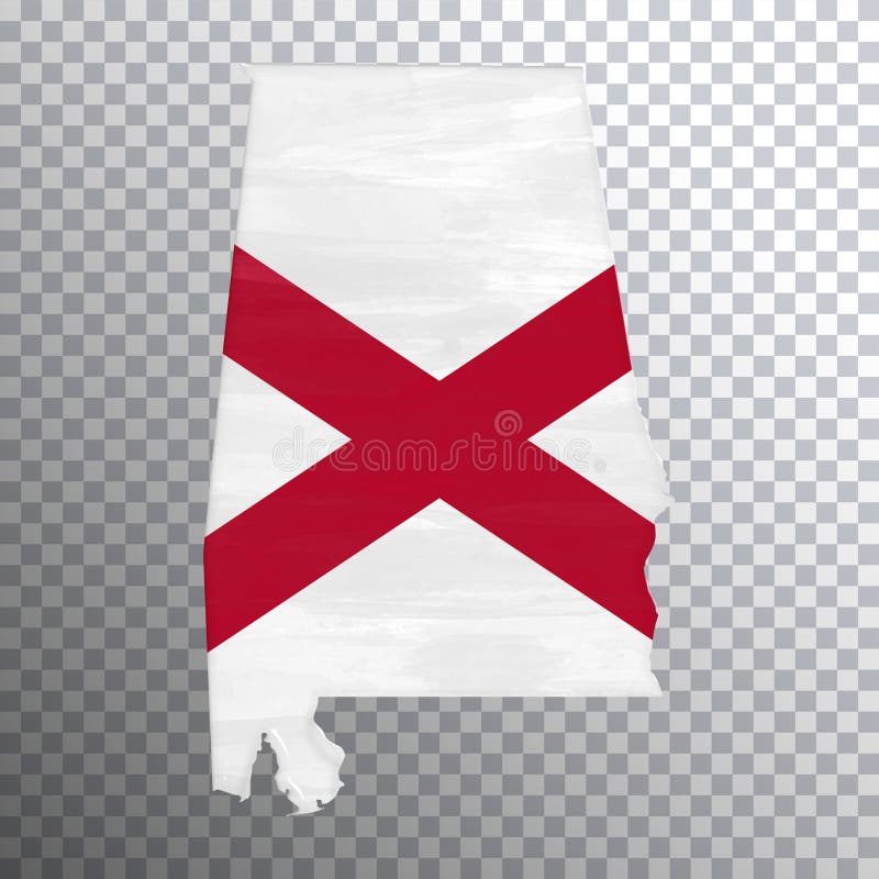 Alabama Flag and Map, Transparent Background Stock Illustration ...