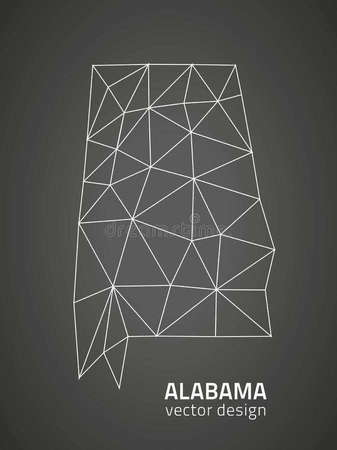 Alabama Vector Contour Black Polygonal Triangle Perspective Map Stock ...