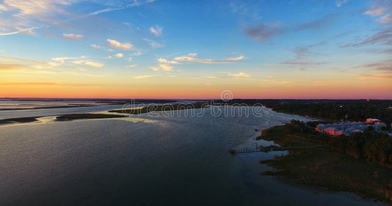 Dusk above Mobile Bay stock image. Image of dusk, coast - 114383815