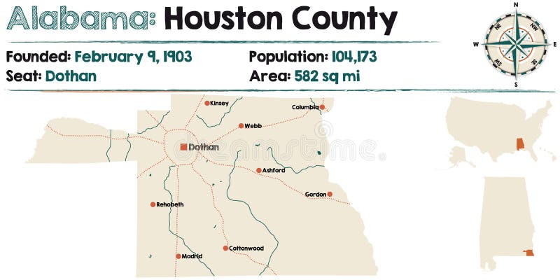 Houston County Map Stock Illustrations – 433 Houston County Map Stock ...
