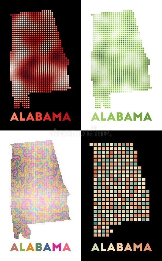 Pixel Alabama State Map stock vector. Illustration of cartography ...