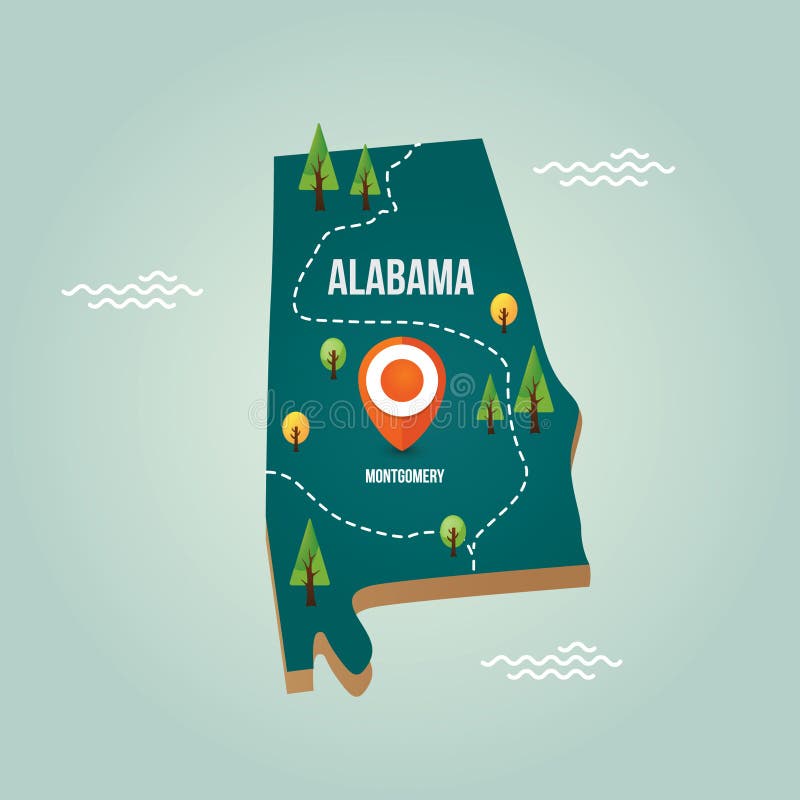 Alabama Map with Capital City. Vector Illustration Decorative Design ...