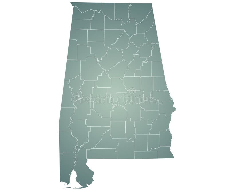 Alabama Map with Color and Counties Stock Illustration - Illustration ...