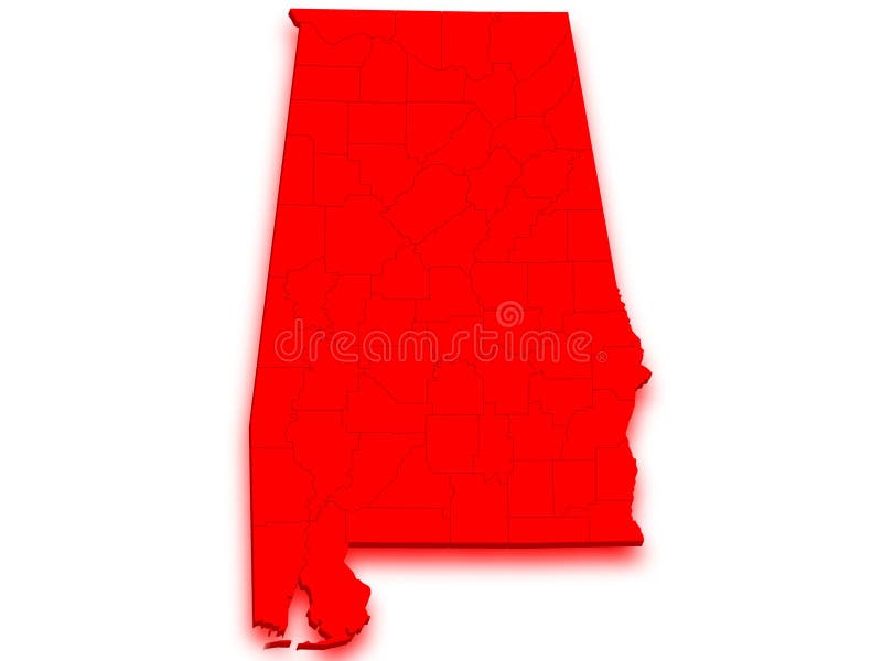 Alabama Map with 3d and Neon Effects Stock Illustration - Illustration ...