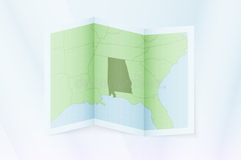 Alabama Map, Folded Paper with Alabama Map Stock Vector - Illustration ...