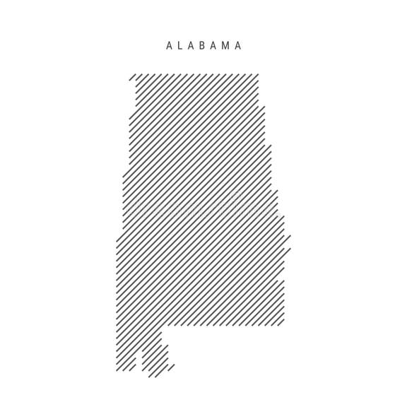 Alabama Map from Pattern of Black Slanted Parallel Lines. Flat Vector ...