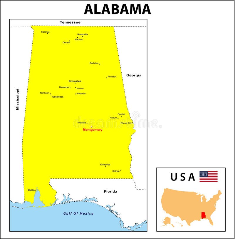 Alabama Map. State and District Map of Alabama Stock Vector ...
