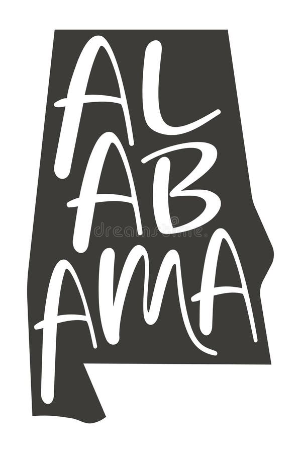Alabama Map with Text Script. Stock Vector - Illustration of alabama ...