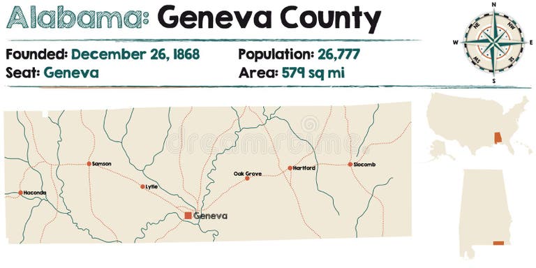 Alabama: Mapa De Geneva County Ilustração do Vetor - Ilustração de ...