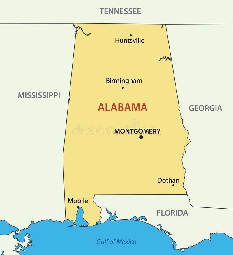 Alabama - Mapa Do Vetor Do Estado Dos EUA Ilustração do Vetor ...