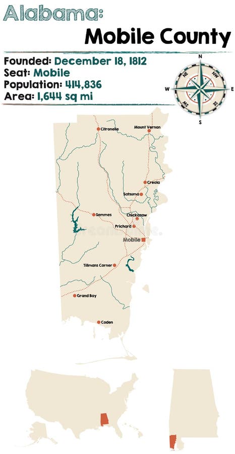 Alabama: Mobile county stock vector. Illustration of freeway - 92892501