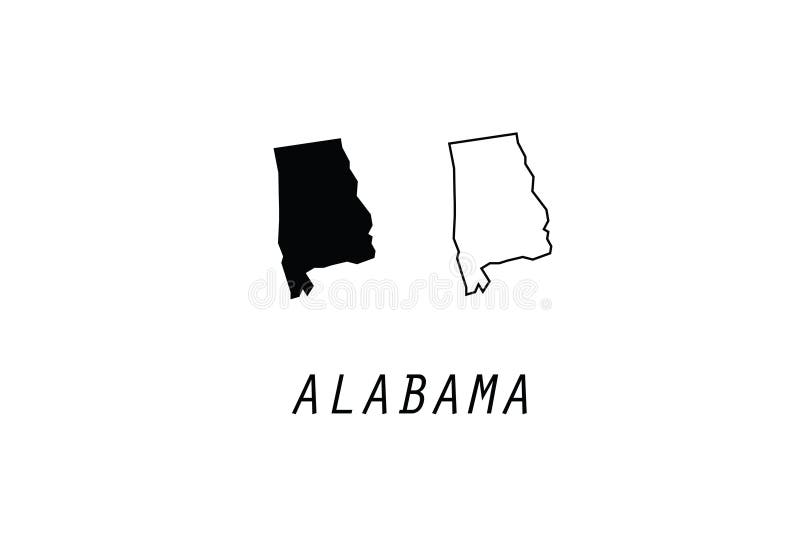 Alabama Outline Map Black USA State Borders Black Vector Illustration ...