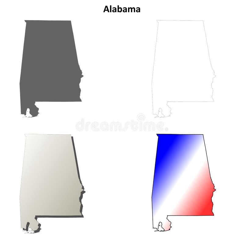 Alabama outline map set stock vector. Illustration of boundary - 81538976