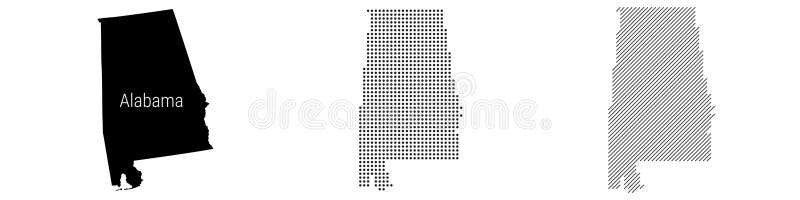 Alabama Silhouette Map and Two Patterns of Dots and Slanted Lines. Flat ...