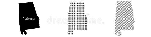 Alabama Silhouette Map and Two Patterns of Dots and Slanted Lines. Flat ...
