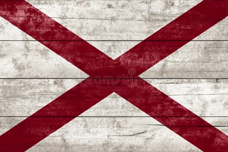 Alabama State Flag on a Wooden Surface. Banner of the Grunge Alabama ...