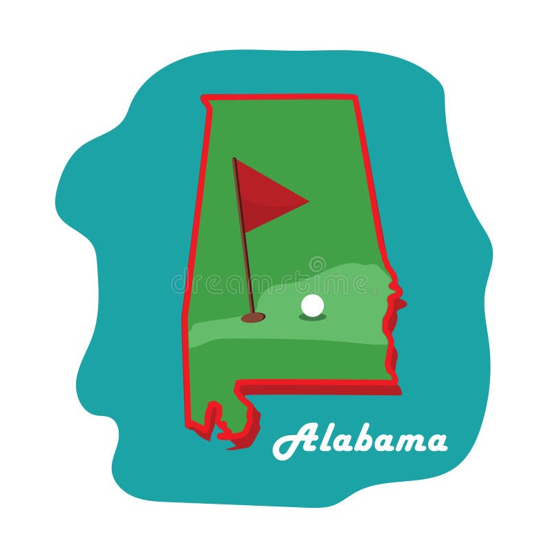 Alabama State Map with Golfing. Vector Illustration Decorative Design ...