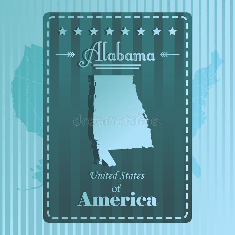 Alabama State Map Label. Vector Illustration Decorative Design Stock ...