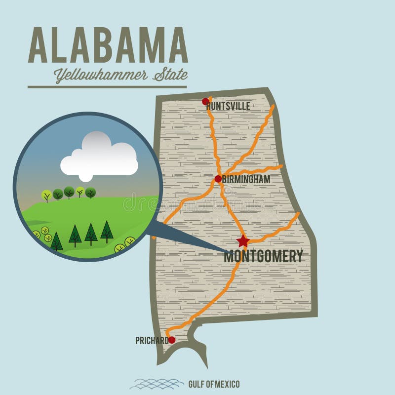Alabama State Map. Vector Illustration Decorative Design Stock Vector ...