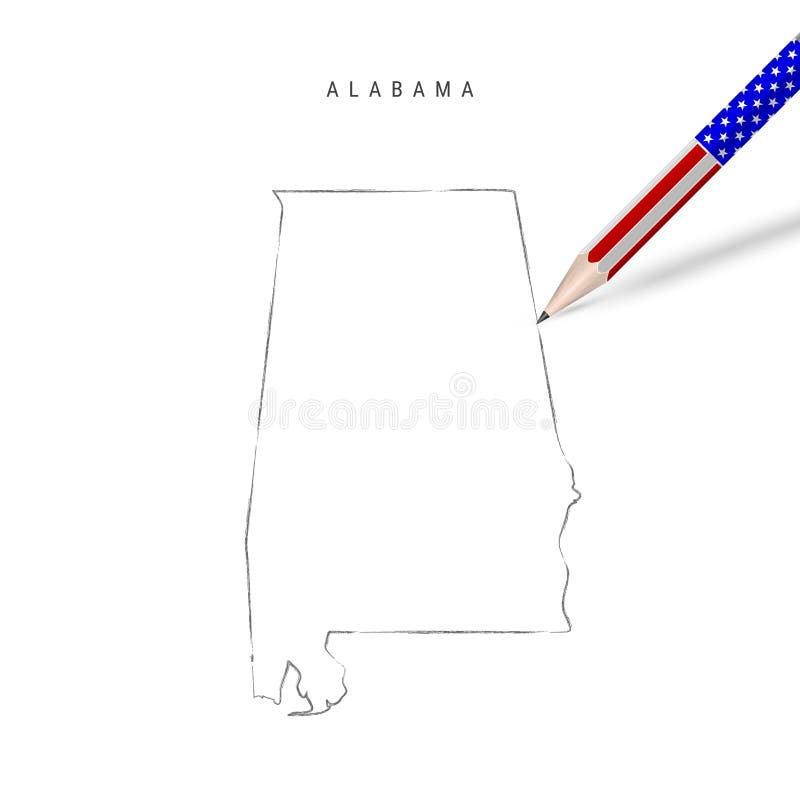 Alabama US State Vector Map Pencil Sketch. Alabama Outline Map with ... Alabama US State Vector Map Pencil Sketch. Alabama Outline Map with ...