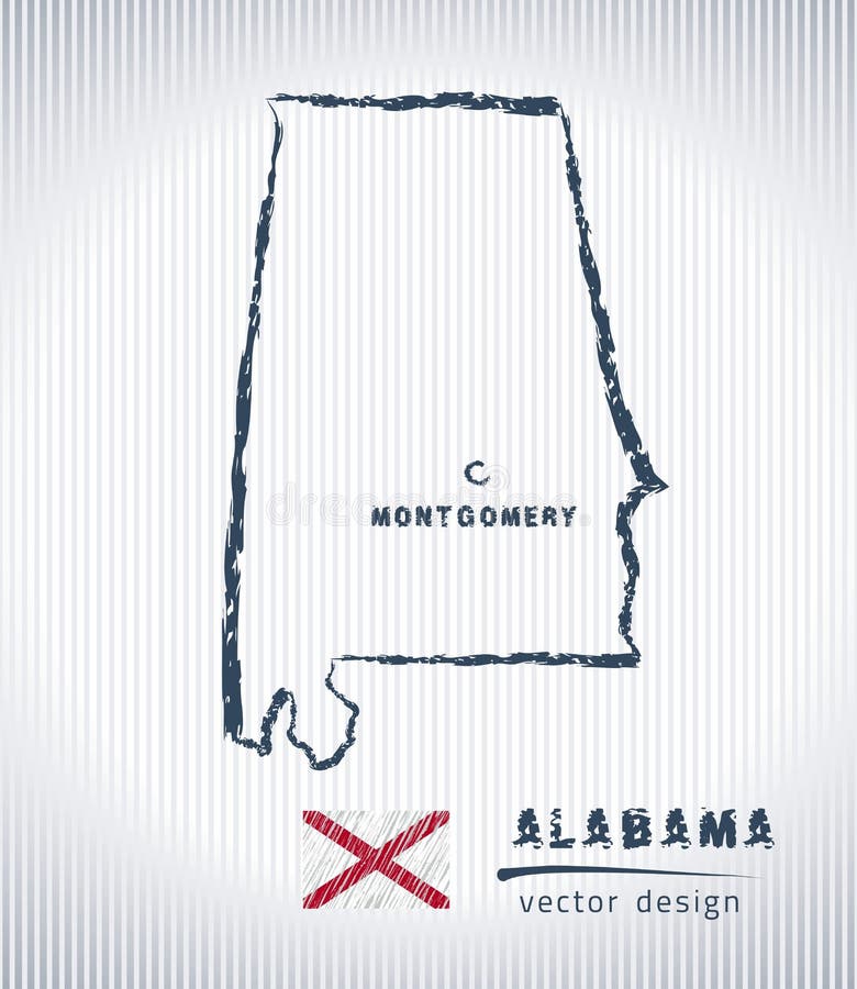 Alabama Vector Chalk Drawing Map Isolated on a White Background Stock ...