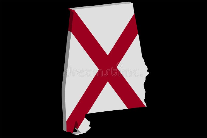 Alabama Vektorkarte 3d Mit Flagge Vektor Abbildung - Illustration von ...