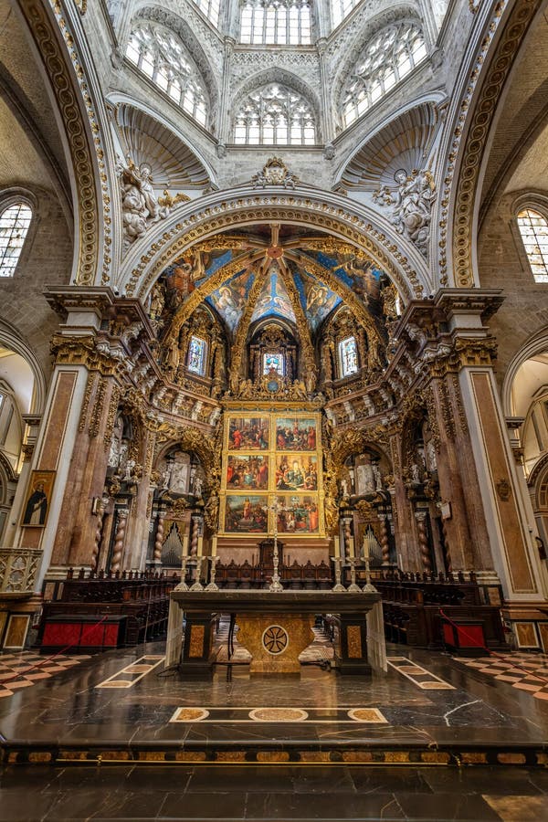 Alabaster Windows in Dome and Altar Inside Valencia Cathedral in ...