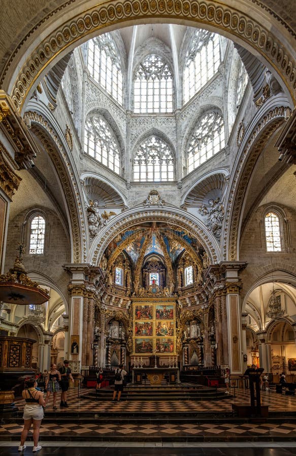 Alabaster Windows in Dome and Altar Inside Valencia Cathedral in ...
