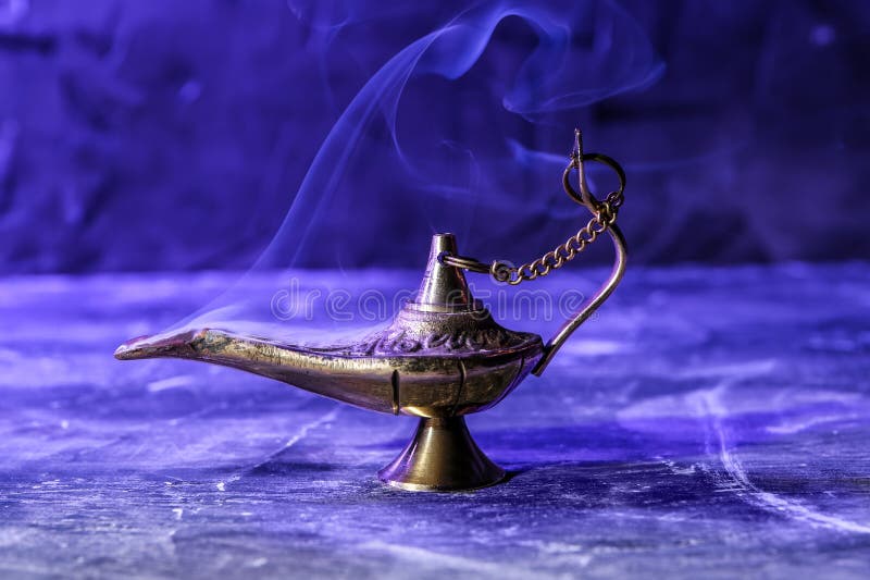 Aladdin Lamp of Wishes on Table Stock Image - Image of myth, lamp ...