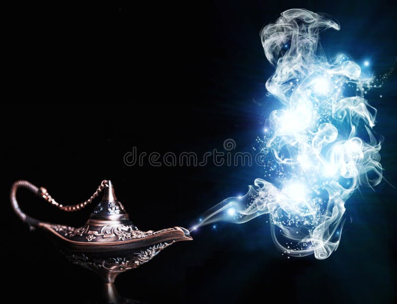 Lamp of Wishes - Magic Smoke Coming Out Stock Image - Image of light ...