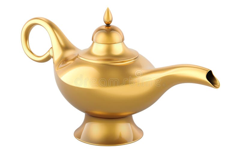 Aladdin Magic Lamp, 3D Rendering Stock Illustration - Illustration of ...