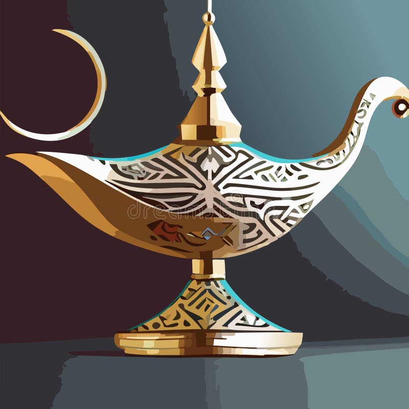 Aladdin Magic Lamp. Vector Illustration of a Lamp of Wishes Stock ...