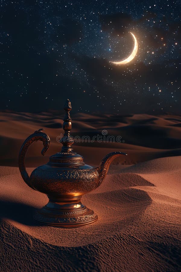Aladdin S Lamp in the Desert Stock Photo - Image of spell, three: 354068960