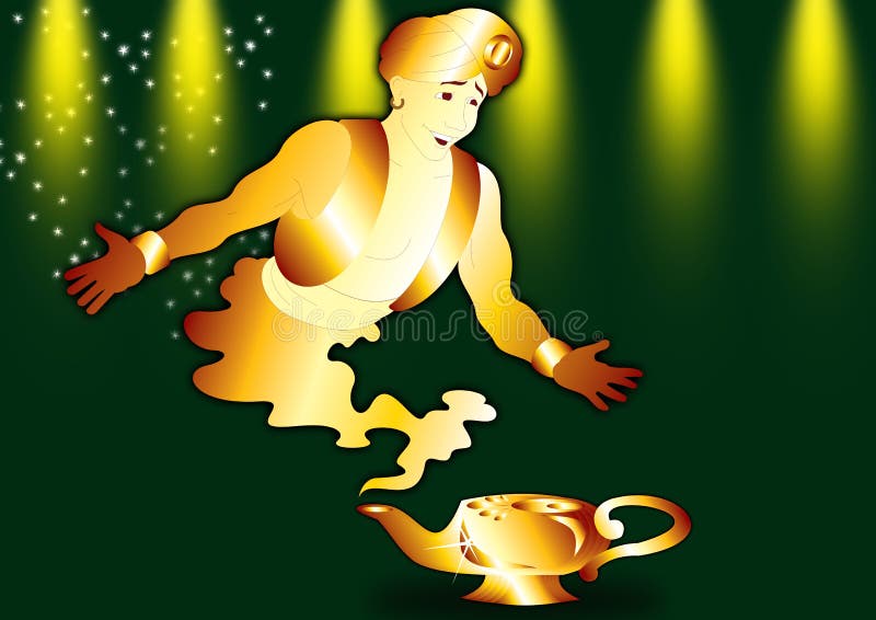 Aladdin och anden stock illustrationer. Illustration av flamma - 3719855