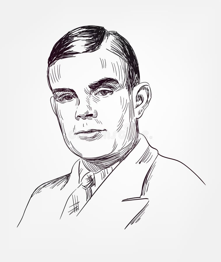 Alan Turing Famous Vector Sketch Portrait Isolated Editorial Stock ...