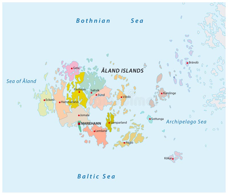 Aland Islands Administrative and Political Map with Flag Stock Vector ...