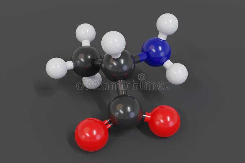 Alanine (Ala, a) Amino Acid, Molecular Model Stock Illustration ...