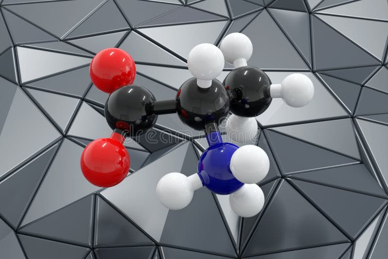 Alanine L-alanine, Ala, a Amino Acid Molecule. 3D Rendering Stock ...