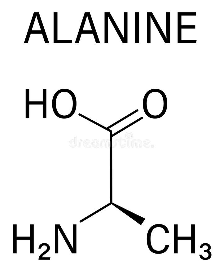Alanine or L-alanine, Ala, a, Amino Acid Molecule. Skeletal Formula ...