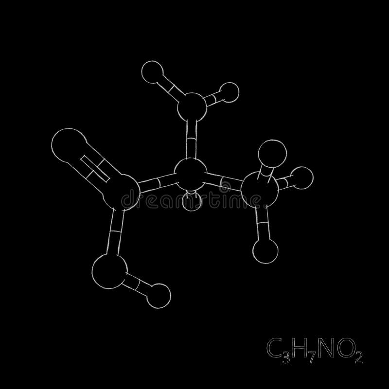 Alanine Model Molecule. Isolated on White Background Stock Illustration ...