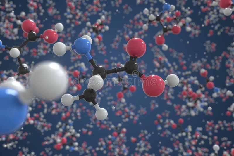 Alanine Molecule, Ball-and-stick Molecular Conceptual Model. Scientific ...