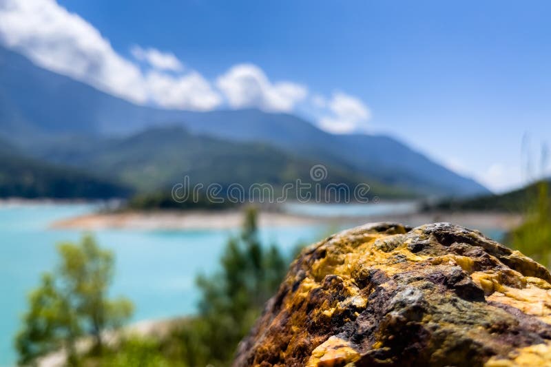 Scenic Shot of Rock Formation Looking Over a Blue Lake Stock Image ...