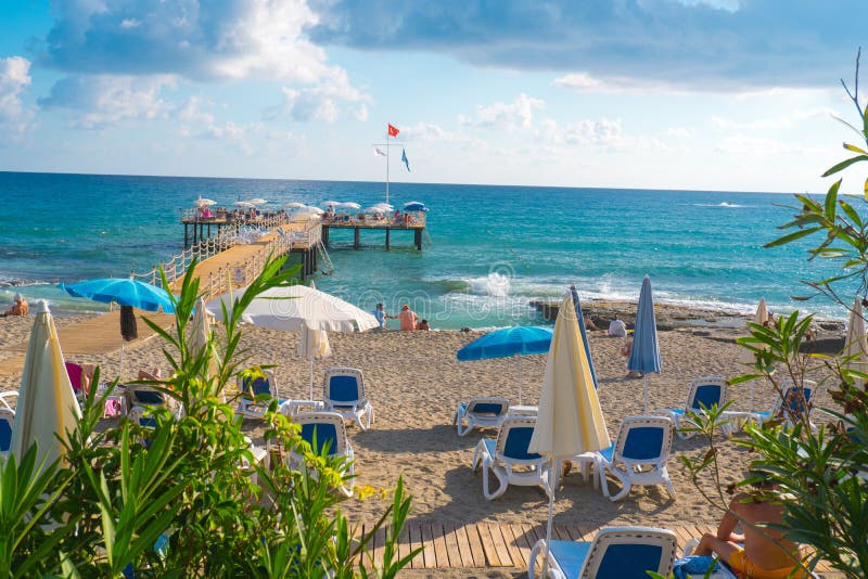 ALANYA, TURKEY - August 29, 2022: Alanya Beach, Mahmultar, it is One of ...