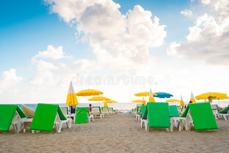 Alanya, Turkey - August 29, 2022: People Relax on the Sandy Beach in ...