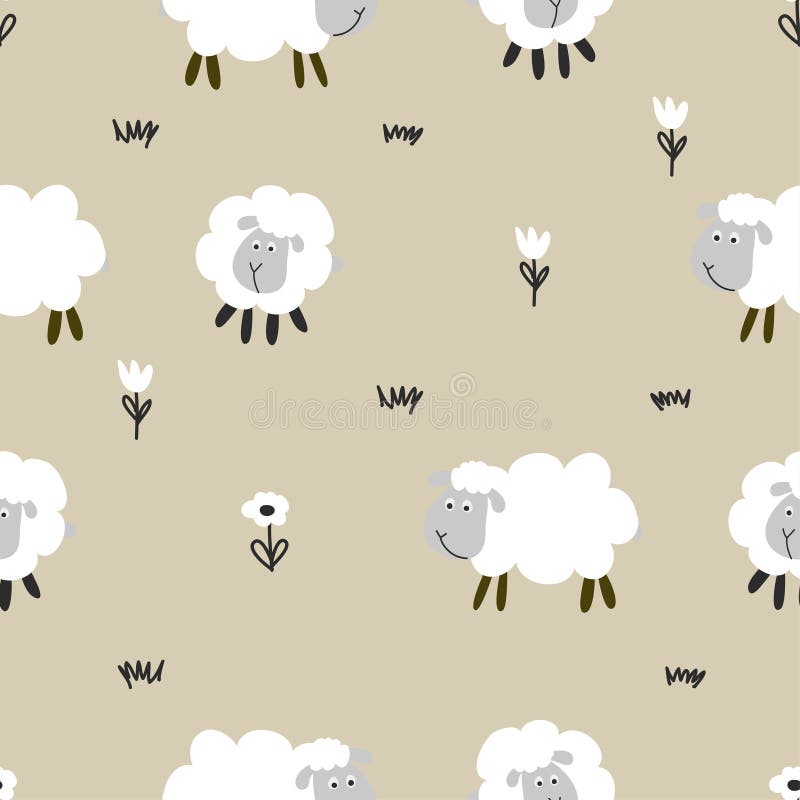 Little Lamb / Sheep Pattern - Funny Hand Drawn Doodle Stock Vector ...