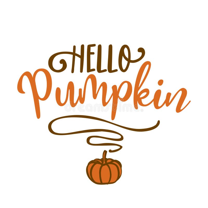 Hello Pumpkin Season Cute Hand Drawn Vector Stock Illustration ...