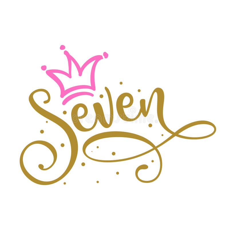 Seven 7. Birthday Baby Girl Seventh Year Anniversary Stock Vector ...